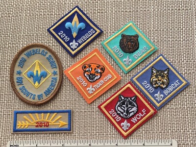 2010 BSA Anniversary CUB SCOUT RANK Badge PATCH SET Uniform Position ...