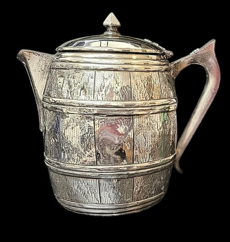 Cryptochylon Silver Plated Adams Hallock & Co. Tea pot in a Barrel form ...