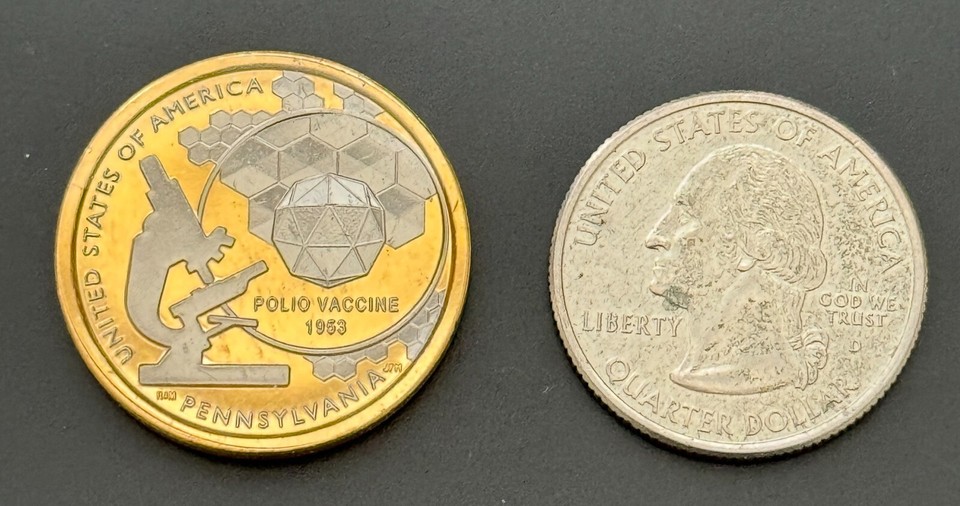 Polio Vaccine $1 Colorized Coin Token 1 Dollar Pennsylvania | eBay