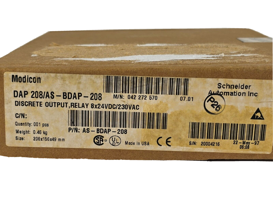 SEALED Schneider AEG Modicon AS-BDAP-208 Discrete Output Relay Module ...