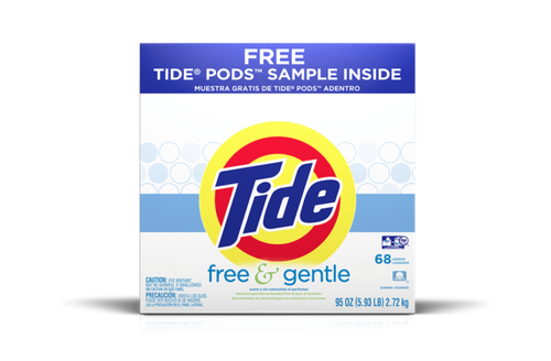 Tide Free and Gentle Laundry Detergent Powder HE 68 Loads 95 Oz ...