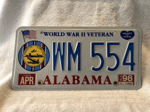 Vintage 1998 Alabama World War II Veteran License Plate WW 2 | eBay ...