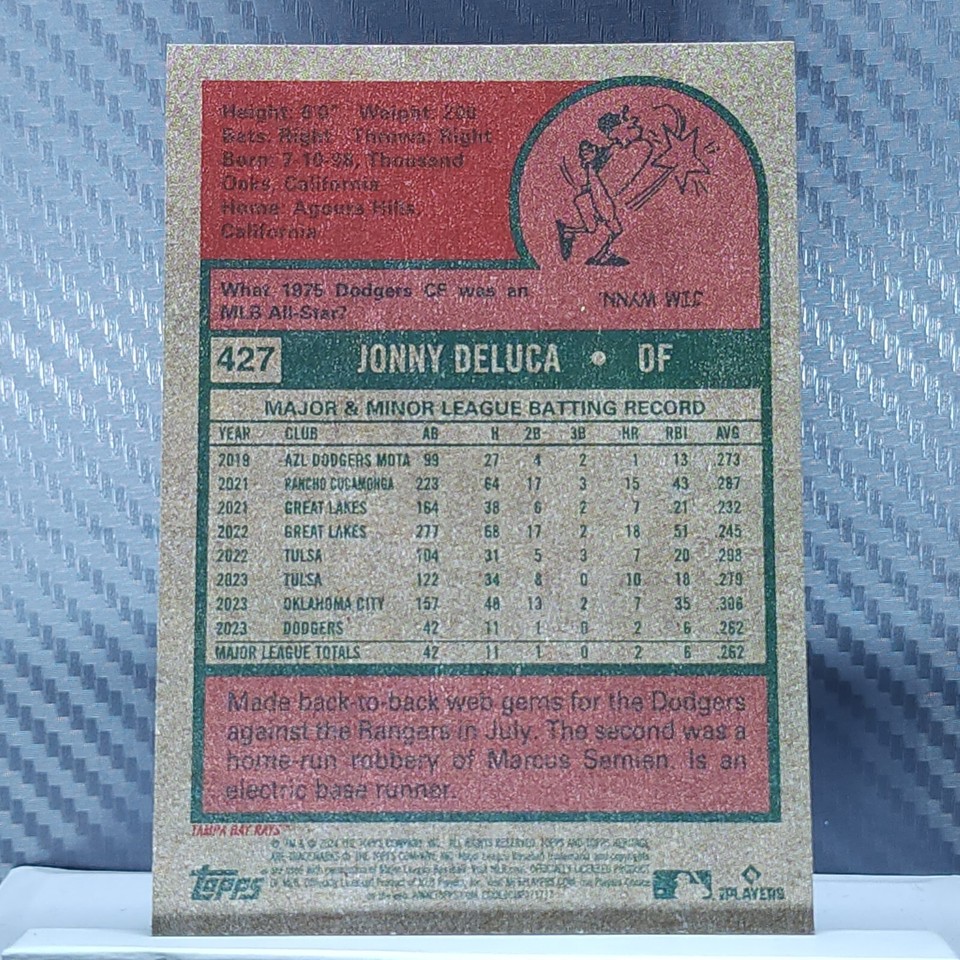 Jonny Deluca 2024 Topps Heritage ROOKIE #427 - Rays RC | eBay