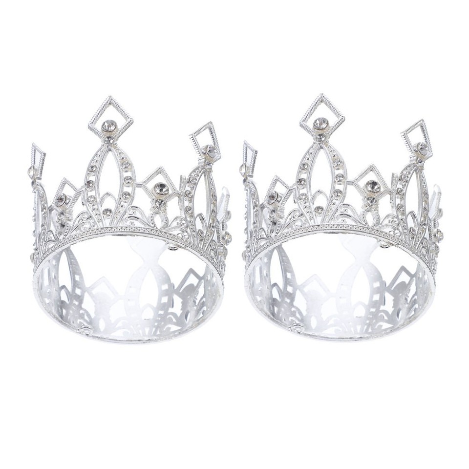 2 Pcs Small Crowns for Crafts Baking Cake Decor Decorations Wedding ...