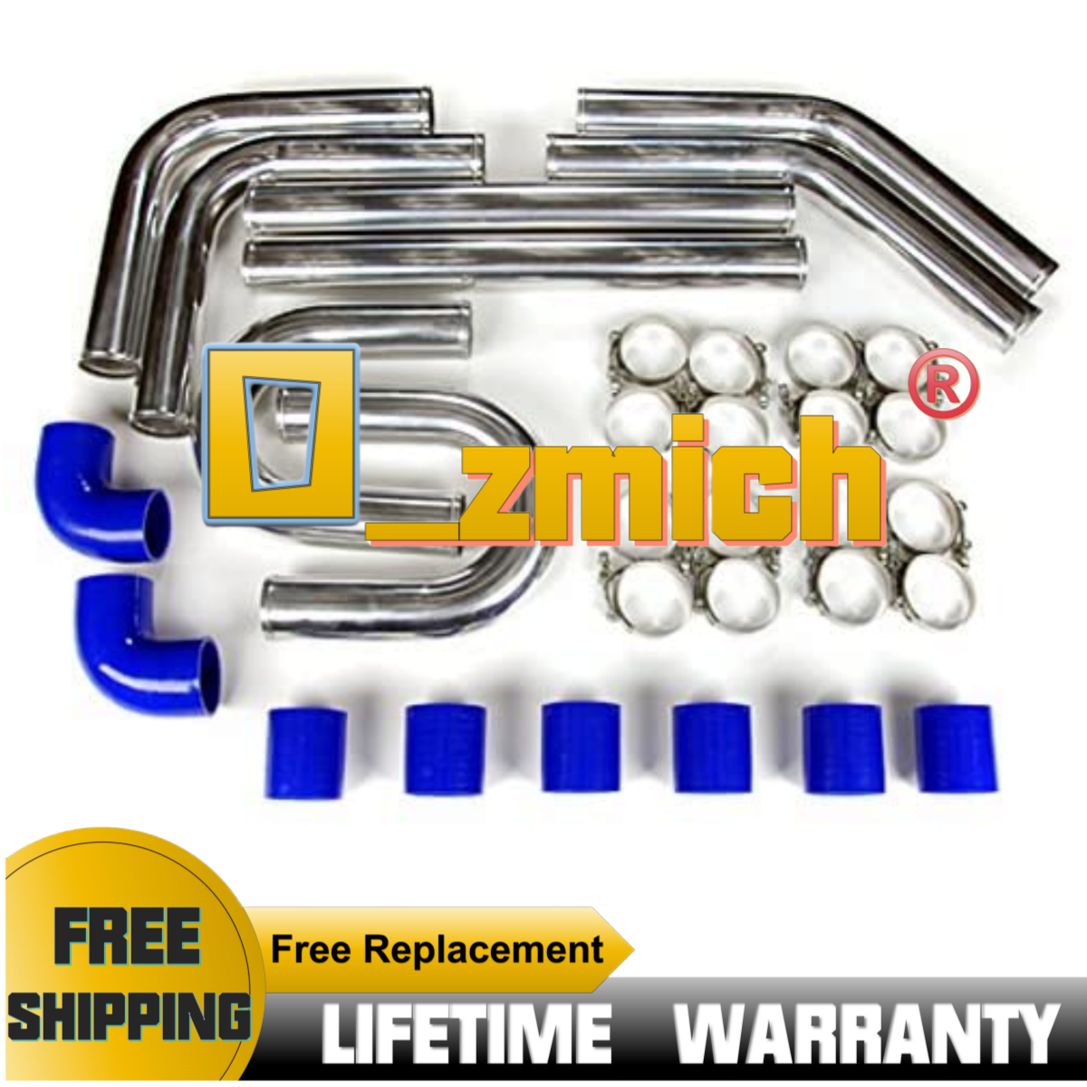 Universal 2.25" 57mm Turbo Aluminum Intercooler Pipe Kit Blue Hose ...