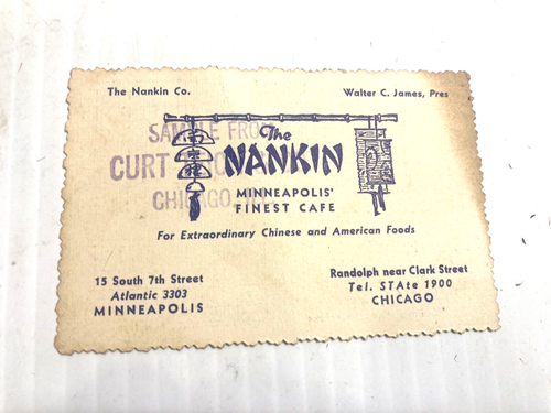 Vintage NANKIN CAFE Chinese Restaurant Photo Business Card ...