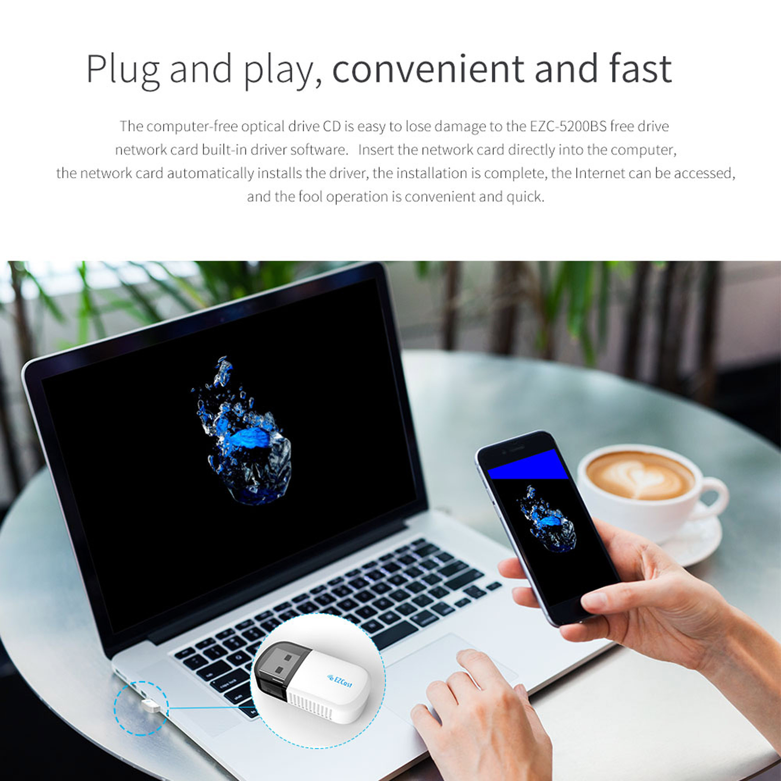 Ezcast Wireless USB WIFI Adapter 5G/2.5G Bluetooth 4.2 Dual Band AC ...