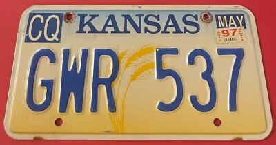 1997 Kansas License Plate GWR 537 Chautauqua County | eBay