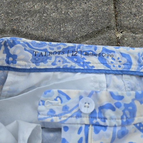 Talbots Relaxed Chinos 12 Blue Paisley Cropped Pants | eBay