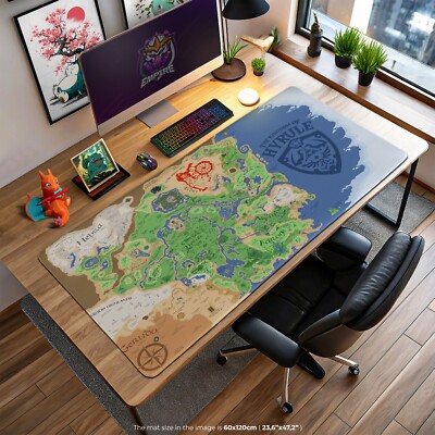 Zelda Hyrule Kingdom Map Desk Mat - Breath of the Wild Gaming Mouse Pad ...