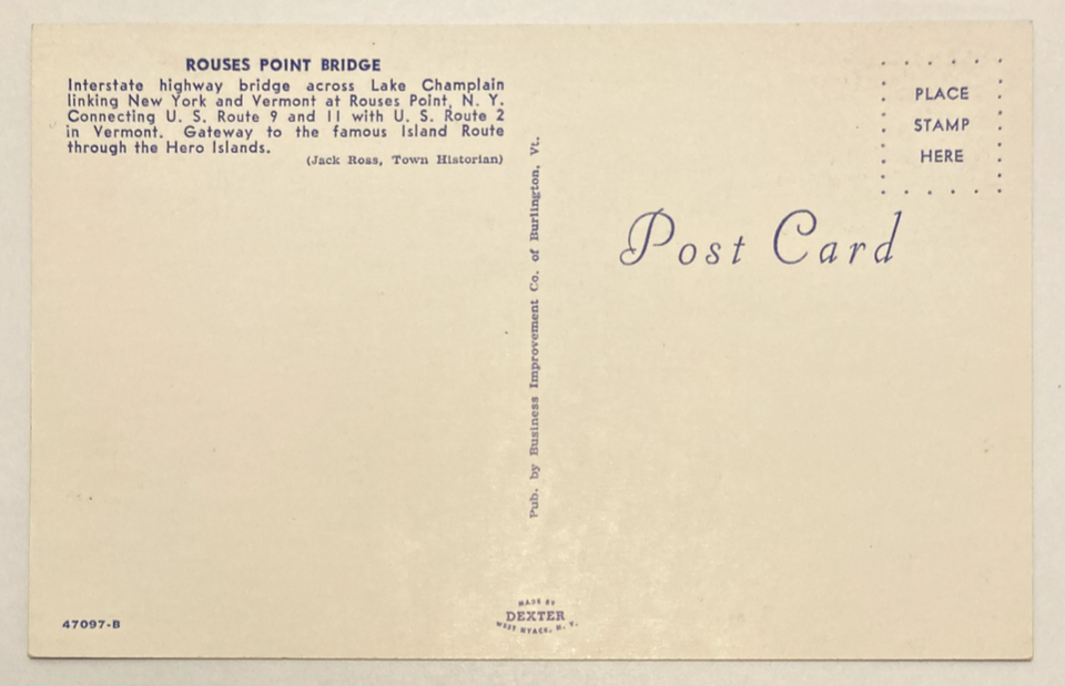 Rouses Point Bridge, Lake Champlain, New York & Vermont, Vintage ...