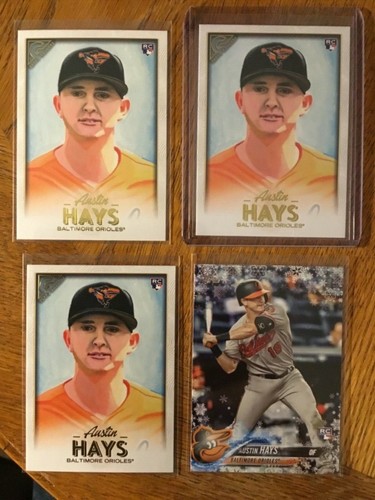 2018 TOPPS AUSTIN HAYES ROOKIE LOT GALLERY #99 (3) & HOLIDAY #HMW19 (1 ...