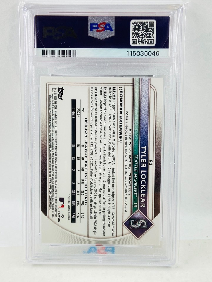 2025 Bowman Chrome Tyler Locklear Red Rookie Redemption 93 PSA 9 | eBay