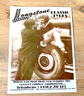 LONGSTONE TYRES RETRO - COLLECTIBLE FRAMEABLE ORIGINAL CLASSIC CAR TYRE ...