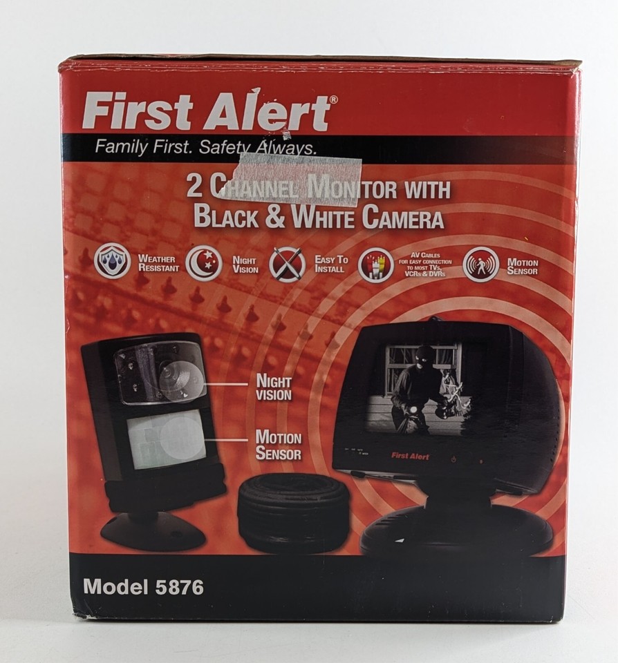 First Alert 2-Channel CRT Monitor – B&W w/ Speaker S-Video, Retro ...