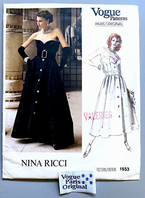 VOGUE PARIS ORIGINAL NINA RICCI #1653 UN-CUT/ F.F. /LABEL COMPLETE SZ ...