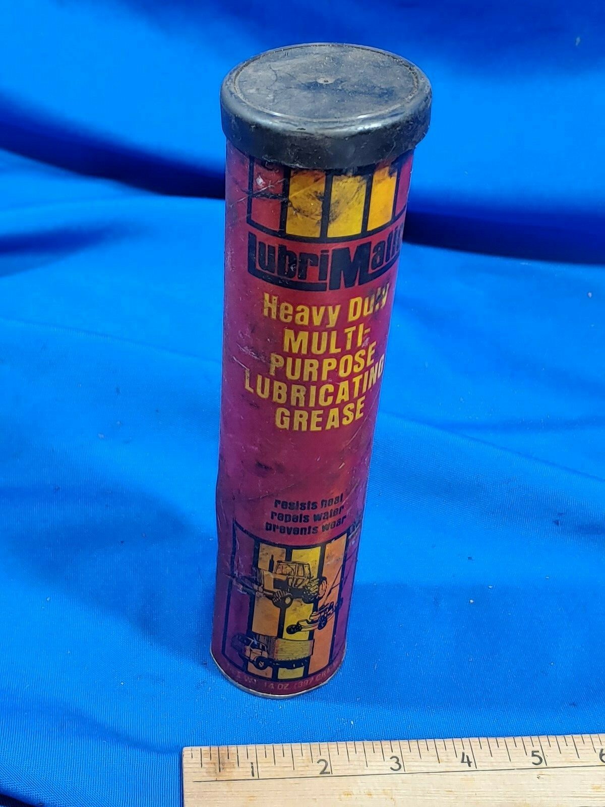 Lubri-Matic Grease Stick Tube Can VTG Graphics Advertising Tractor ...