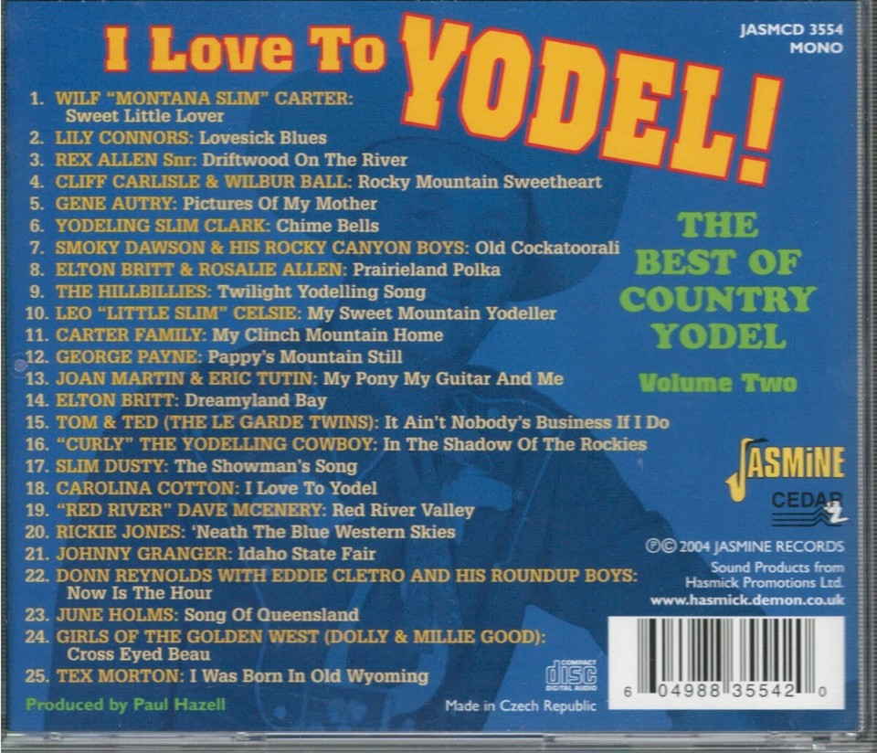 I Love to Yodel! - the Best of Country Yodel Volume Two Jasmine Music ...
