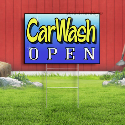 CARWASH YARD PRINTED SIGN FOR OUTDOOR USE CAR WASH SIGN NOW OPEN | eBay