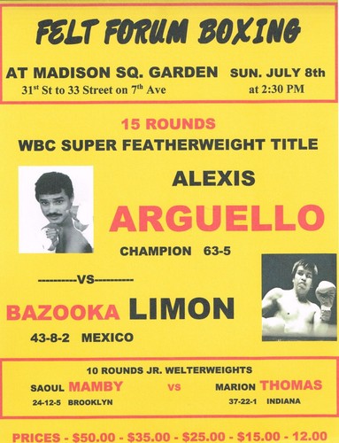 ALEXIS ARGUELLO vs RAFAEL BAZOOKA LIMON 8X10 POSTER PHOTO BOXING ...