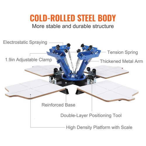 4 Colors 4 Station Silk Screening Screenprint Press Silk Screen ...