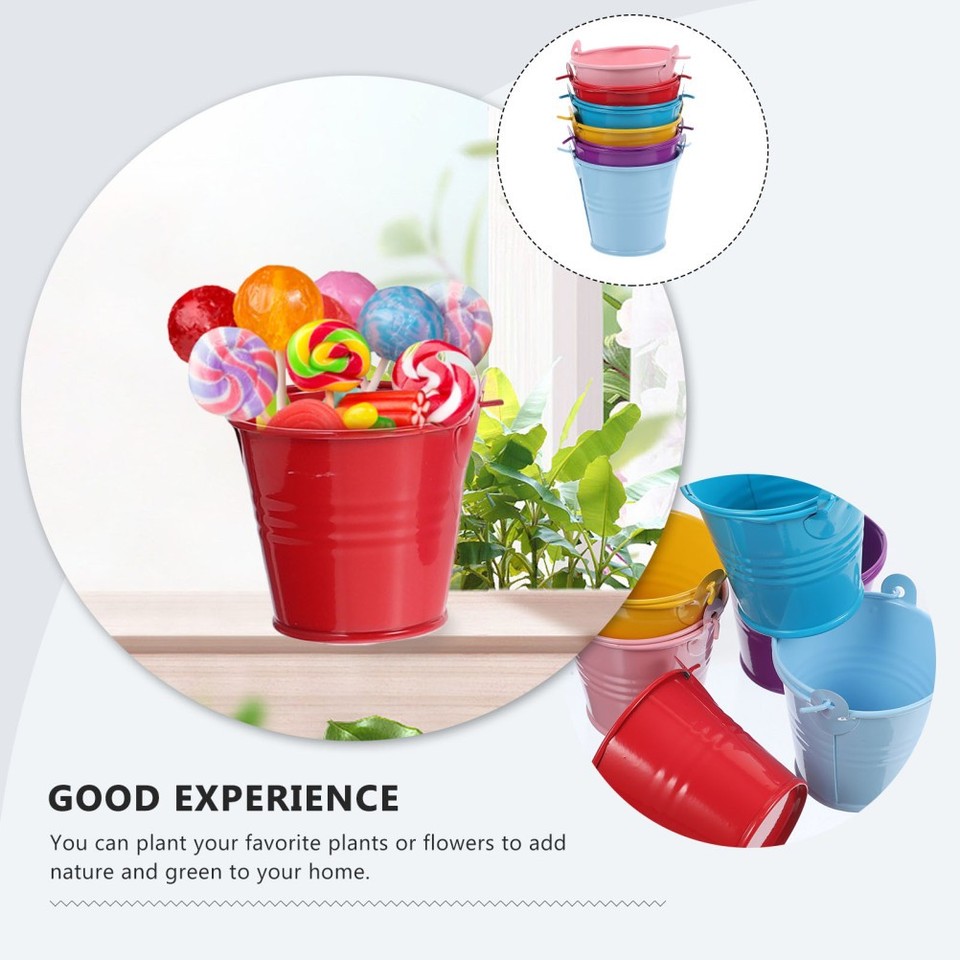 6 Pcs Multi Functional Mini Iron Buckets Colorful Candy Storage Flower ...