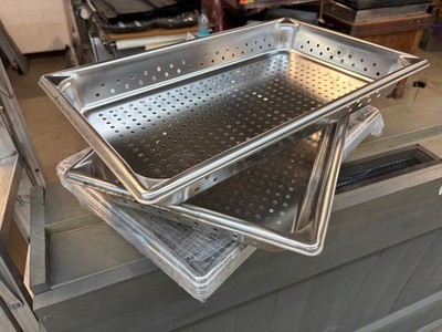 Set of 8 Vollrath Full Size SuperPan V Perforated Stainless Steel ...