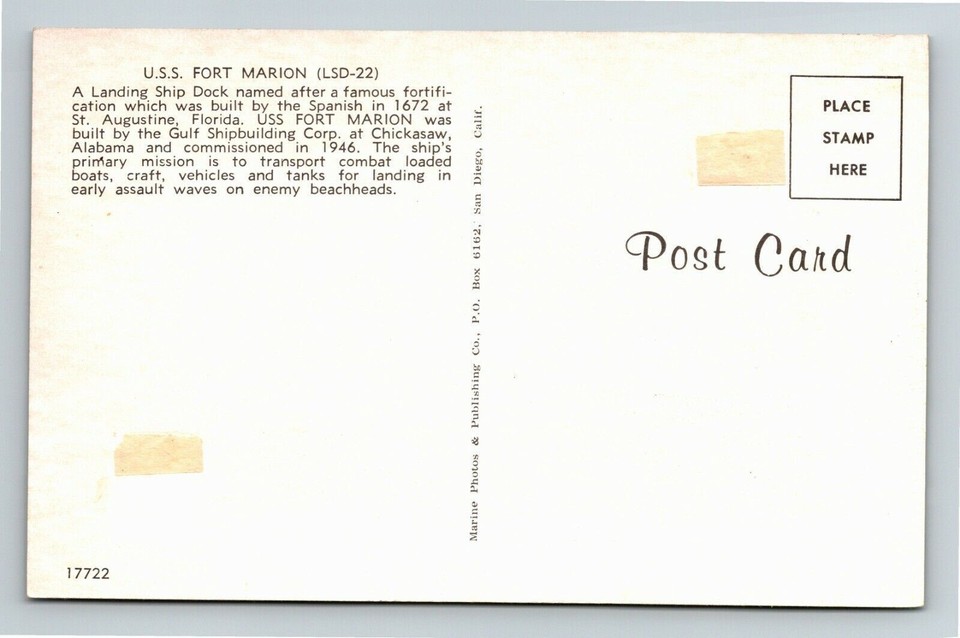 USS Fort Marion, LSD-22, Landing Ship Dock, Vintage Postcard | eBay