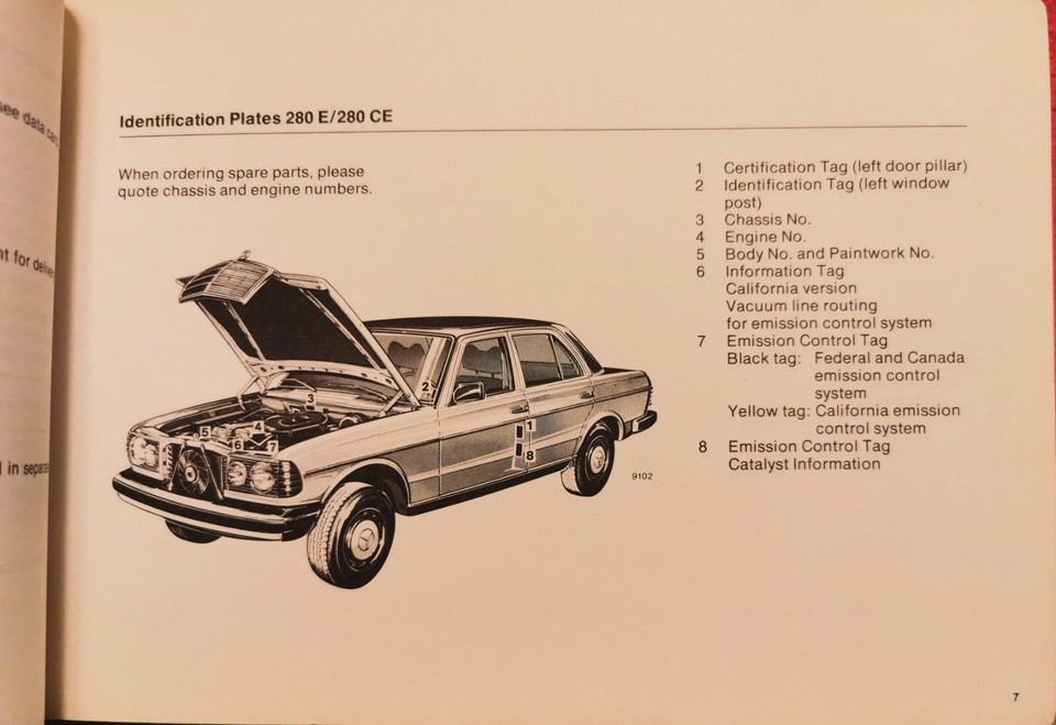 1976 1977 1978 1979 Mercedes Benz 230E 280E 240D 300D Sedan Parts ...