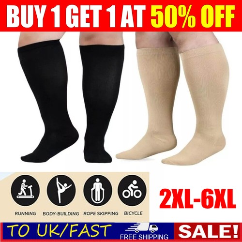2XL-6XL Compression Socks Plus Size Women Men Wide Calf EXtra Large 20 ...