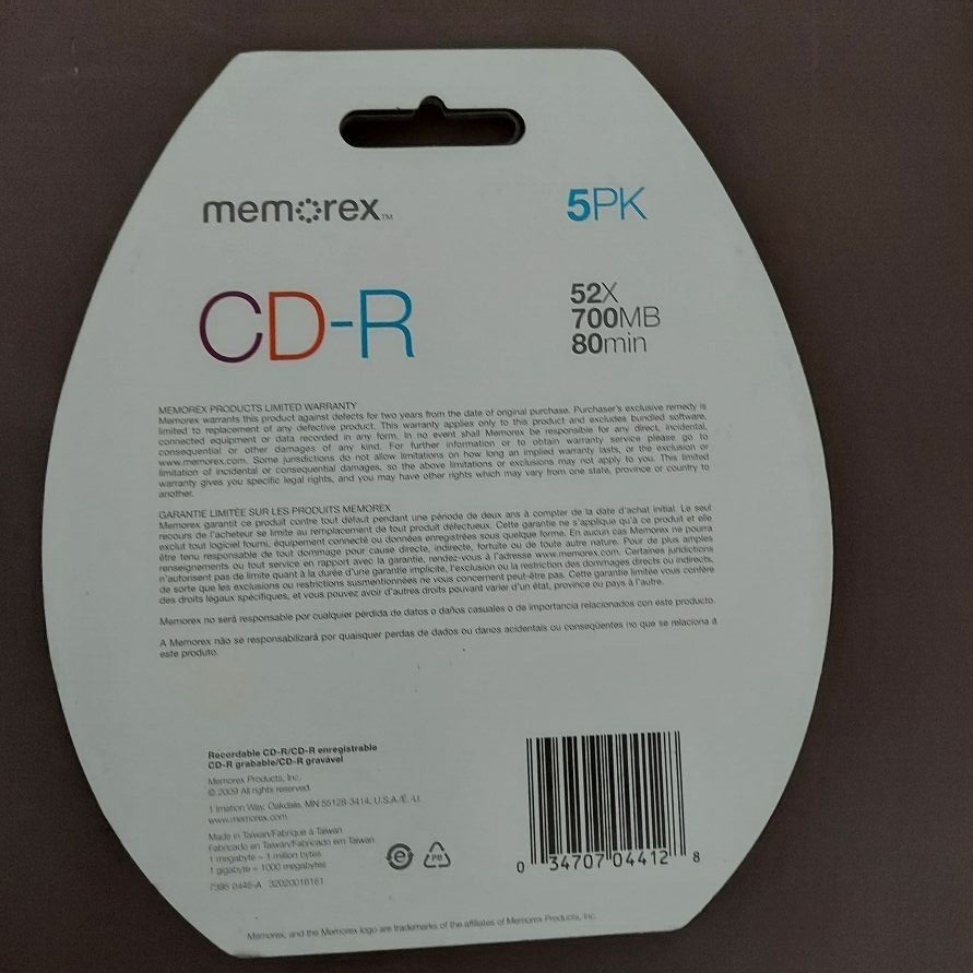 Memorex CD-R 52X 700MB 80 min (5 Pack) Brand New Blank 34707044128| eBay