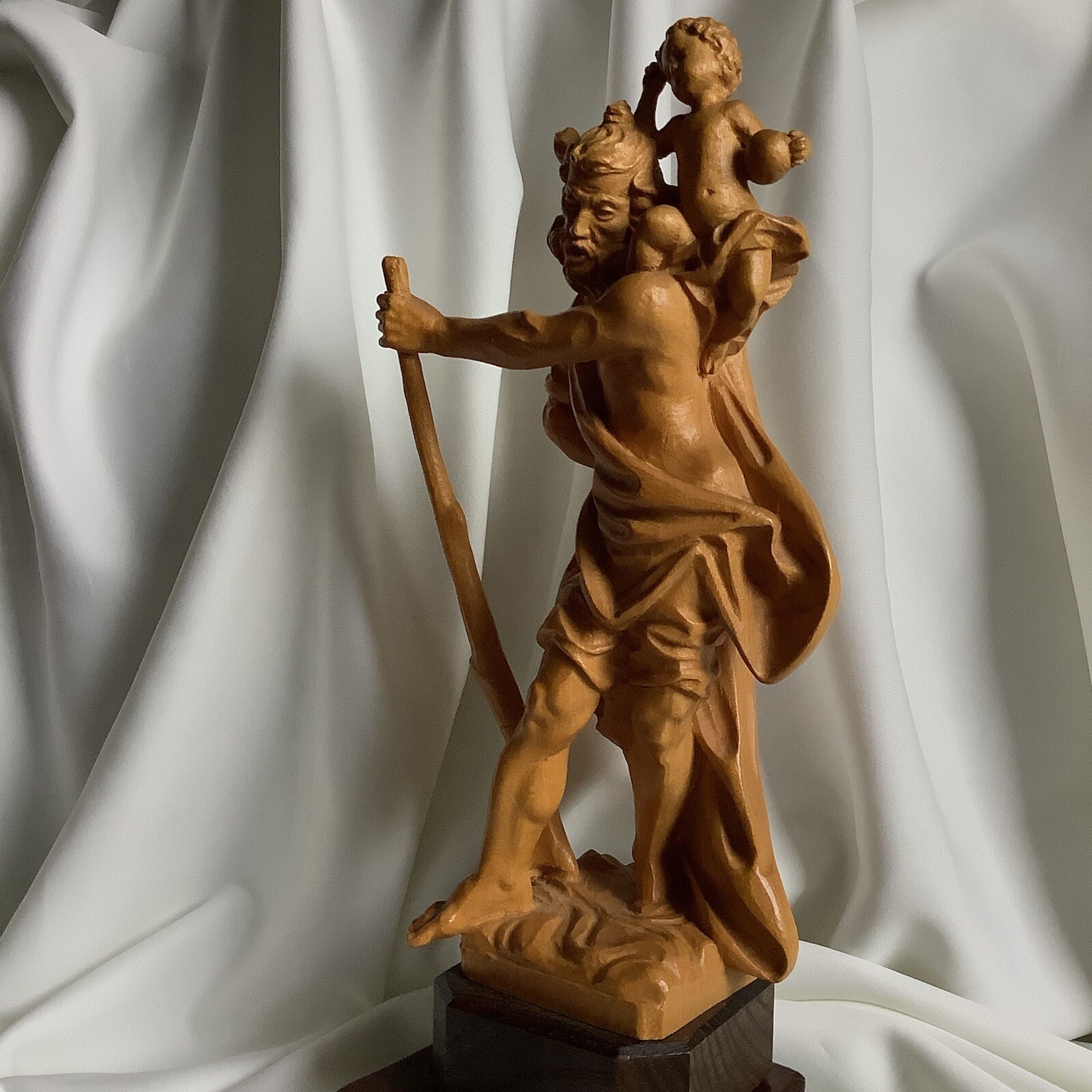 Italy Saint Christopher Deity Maria Catholic Jesus Carved Wood Statue ...