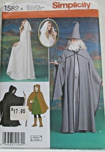 Simplicity Pattern 1582 Sizes XS - XL Misses Mens Teens Halloween ...