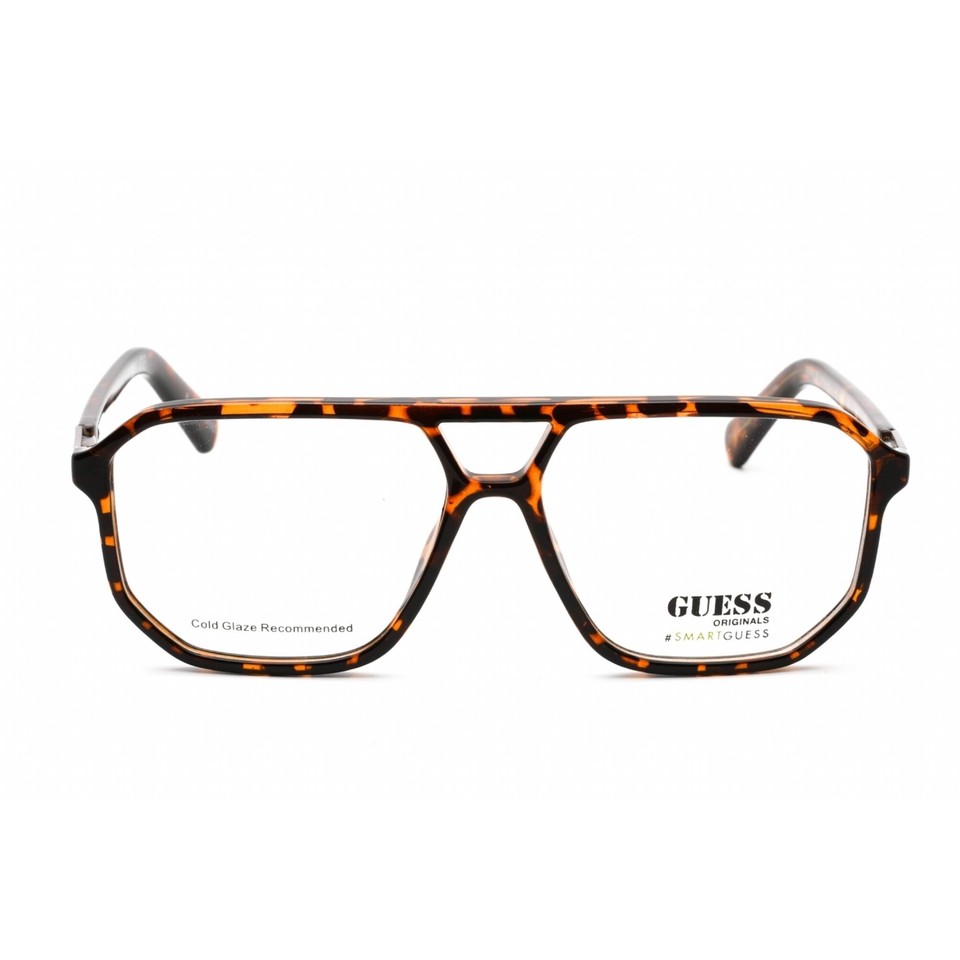 Guess Unisex Eyeglasses Full Rim Aviator Dark Havana Plastic Frame ...