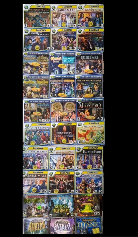 Big Fish Hidden Objects PC CD-ROM 2 Game Pack Lot 30 Mystery Puzzle ...