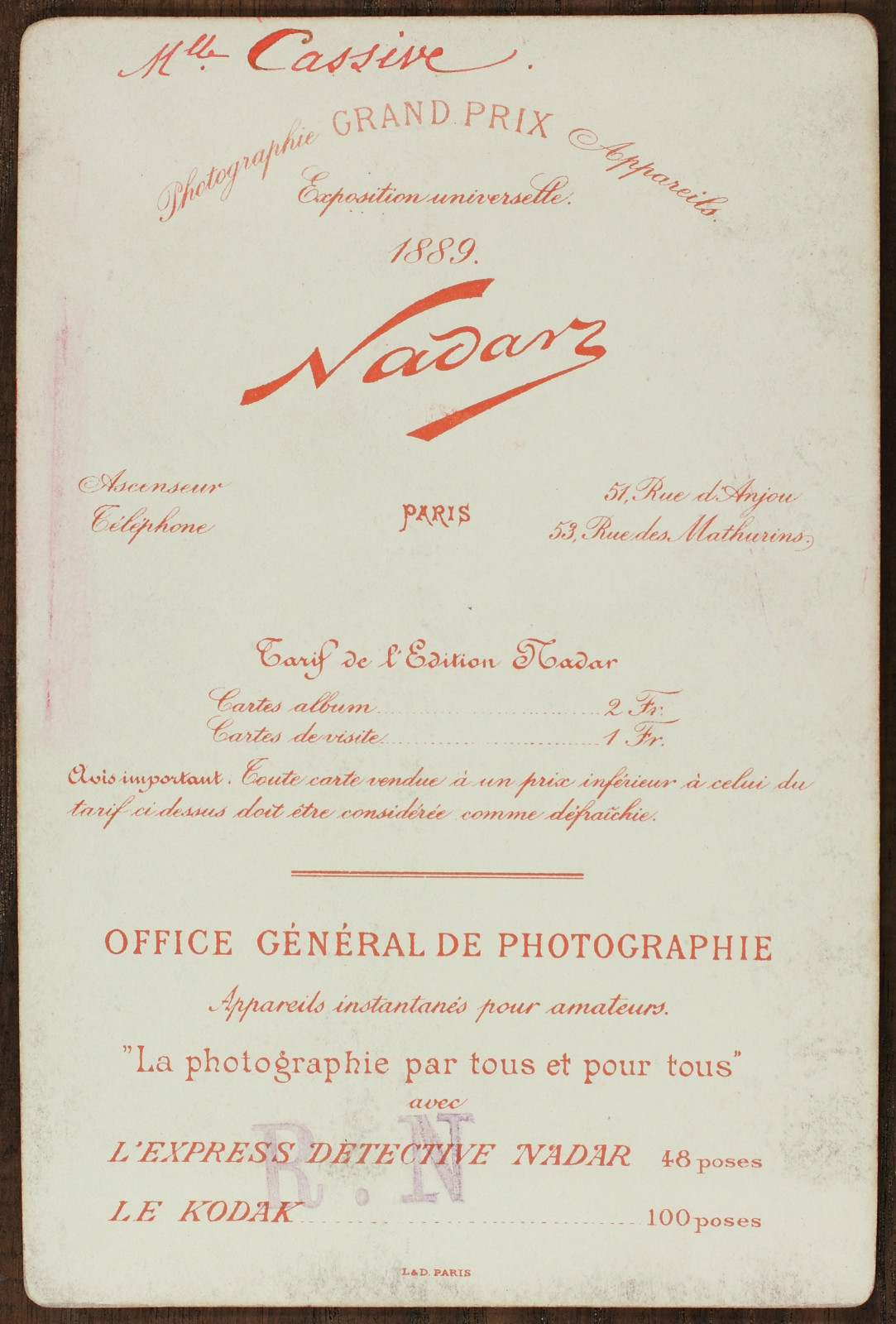 Armande Cassive, Actrice de théâtre, Cabinet card, Photo Nadar Paris | eBay