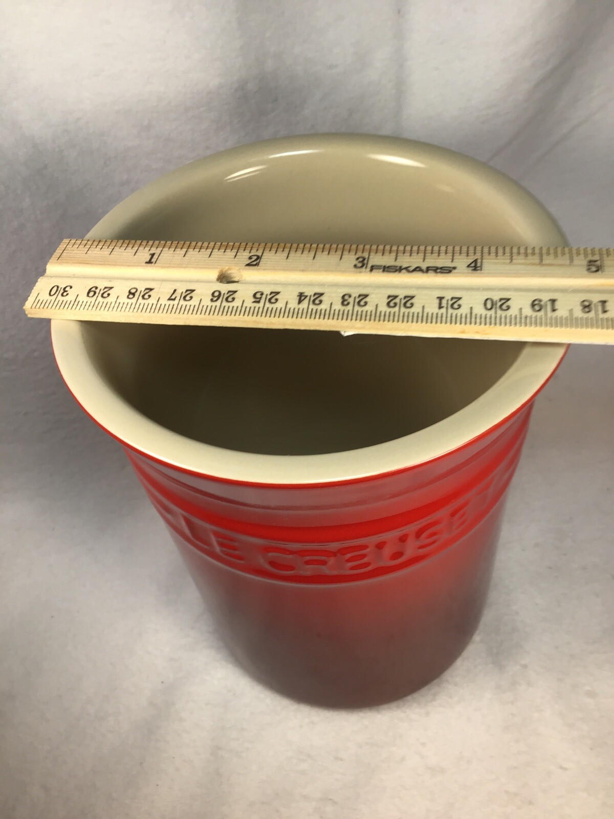Le Creuset 6" Cerise Red Stoneware Utensil Small Crock Holder Jar | eBay