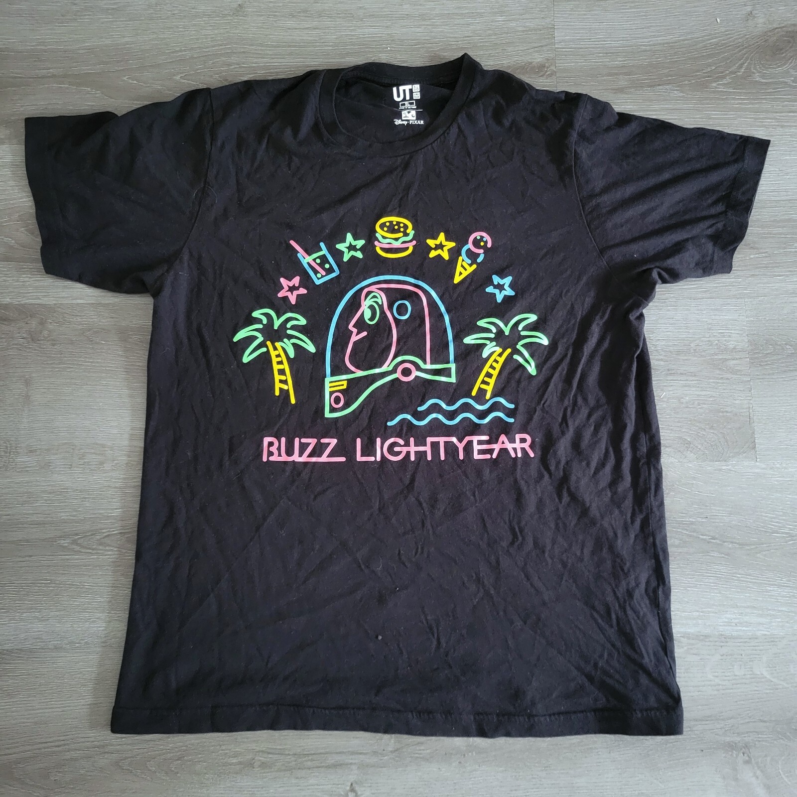 Uniqlo Disney Pixar Buzz LightYear Neon Black T Shirt… - Gem