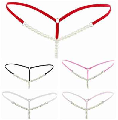 US Women Sexy Faux Pearls G-string Thong Lingerie Micro Bikini Briefs ...