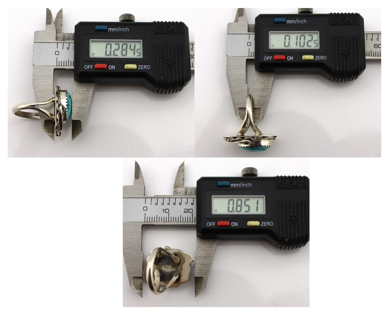Navajo Ring 925 Silver Sleeping Beauty Turquoise Signed Justin Morris C ...