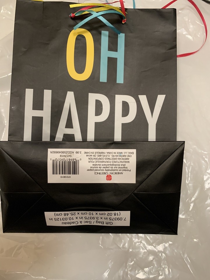 Oh Happy Day Gift Bag with Handle 7x 4x 10 Deep Birthday | eBay