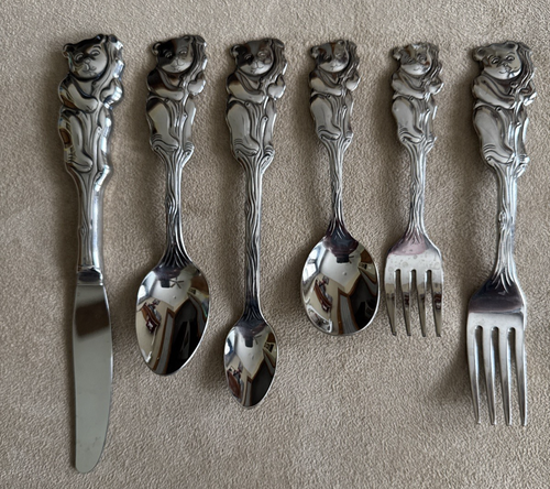 Oneida Cubby Teddy Bear Child Baby Toddler 6 Pc Set Stainless | eBay