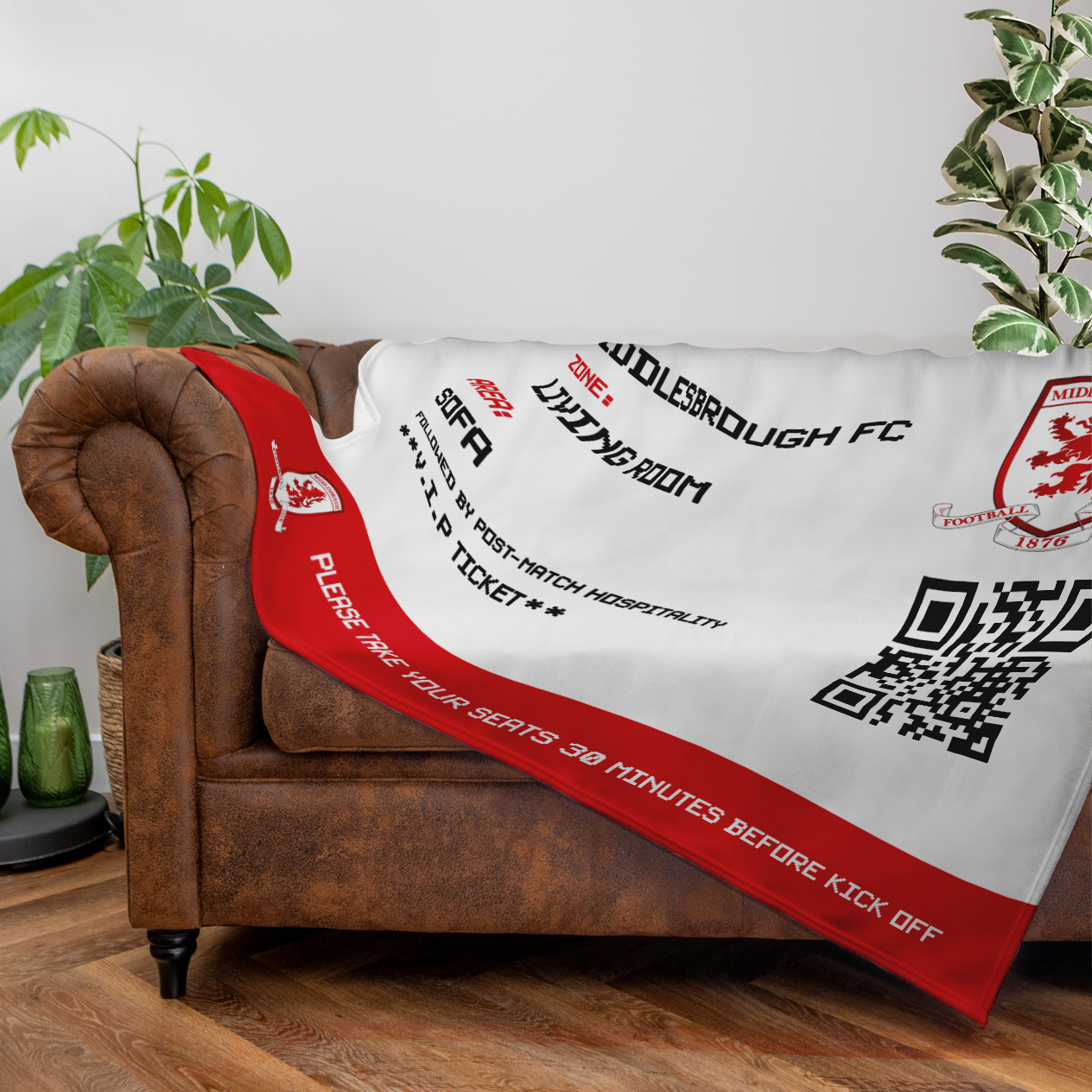 Middlesbrough FC Ticket Personalised Fleece Blanket Officially Licenced ...