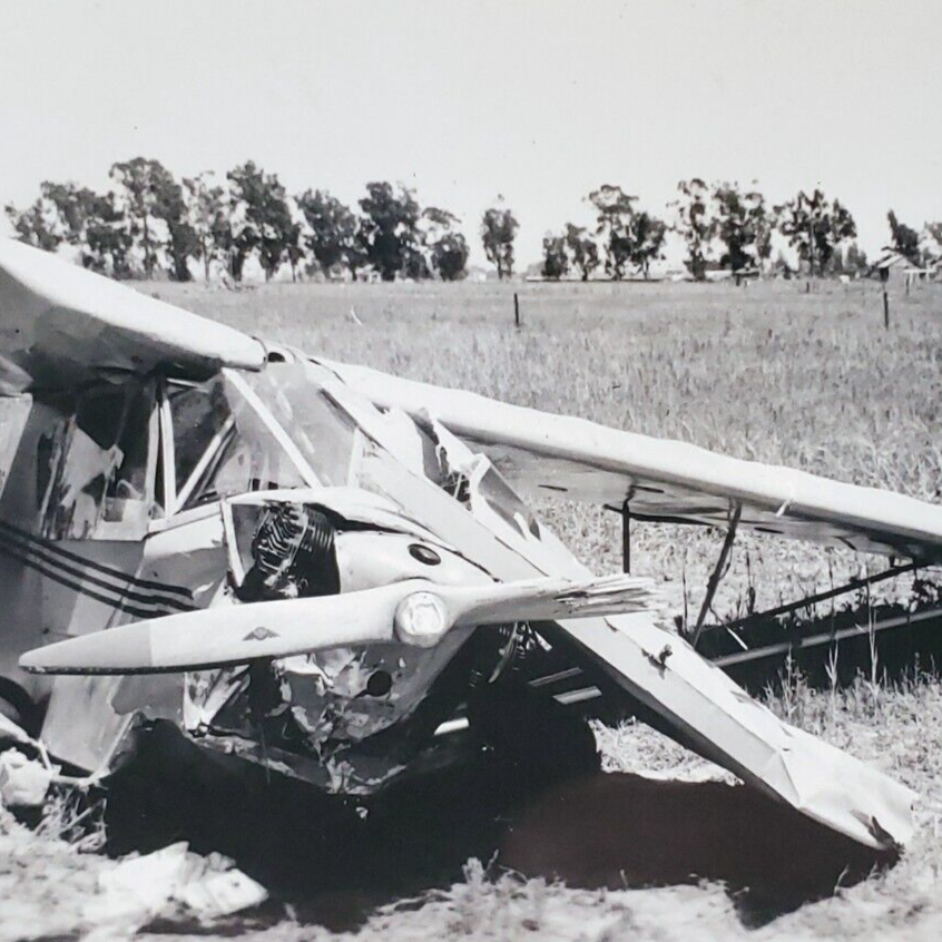 Piper Cub Airplane Crash Photo 1940s Crashed Plane Accident Disaster CA ...