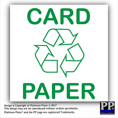 1 x Card and Paper Sign Recycling Logo Stickers Recycle Bin Waste ...
