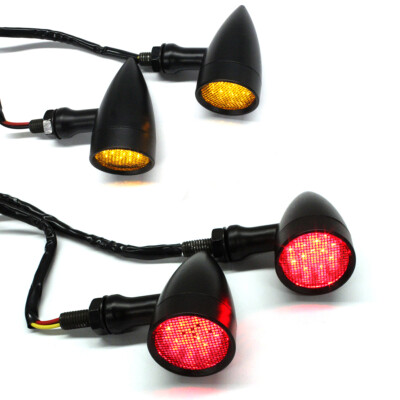 Amber Red Motorcycle LED Turn Signals Lights Brake Running Tail Light ...