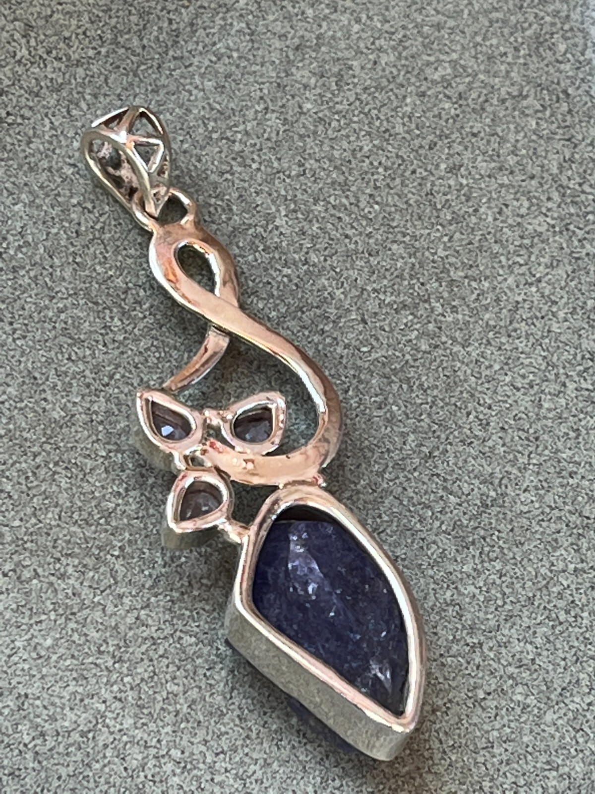 925 Silver Treble Clef w Three Amethyst Stones & Rough Cut Druzy Stone ...