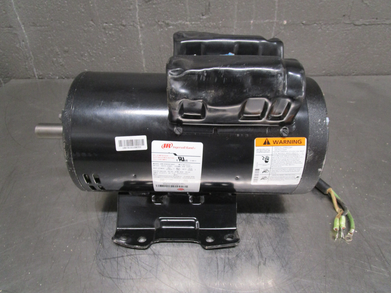 47669474001 Compressor Motor 230V 3450 Rpm, 1 Phase, 5HP, 184 FR, 7/8 ...