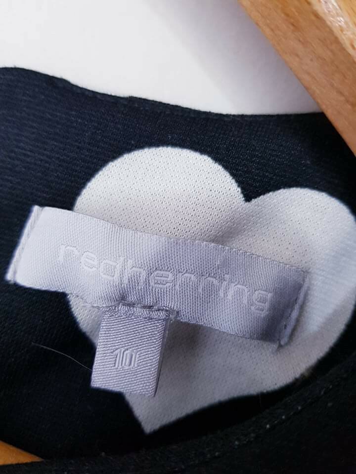 Red Herring Womens Long Sleeve Hearts Dress Black/White Size 10UK | eBay UK