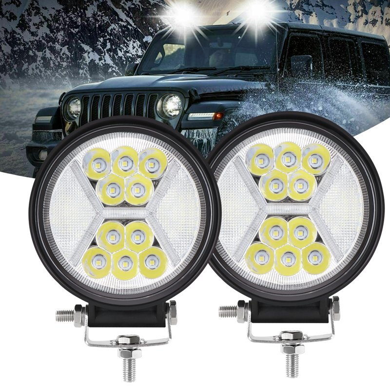 2X 4" LED Work Light Round Spot Flood Driving Fog Lamp SUV ATV Offroad ...